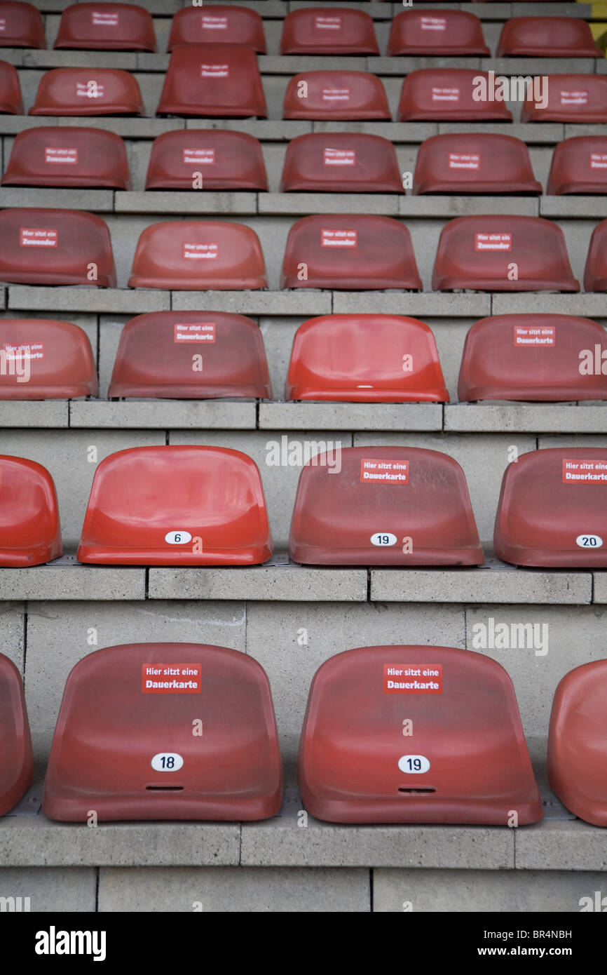 Seats in stadium, Oberhausen, North Rhine-Westphalia, Germany, Europe ...