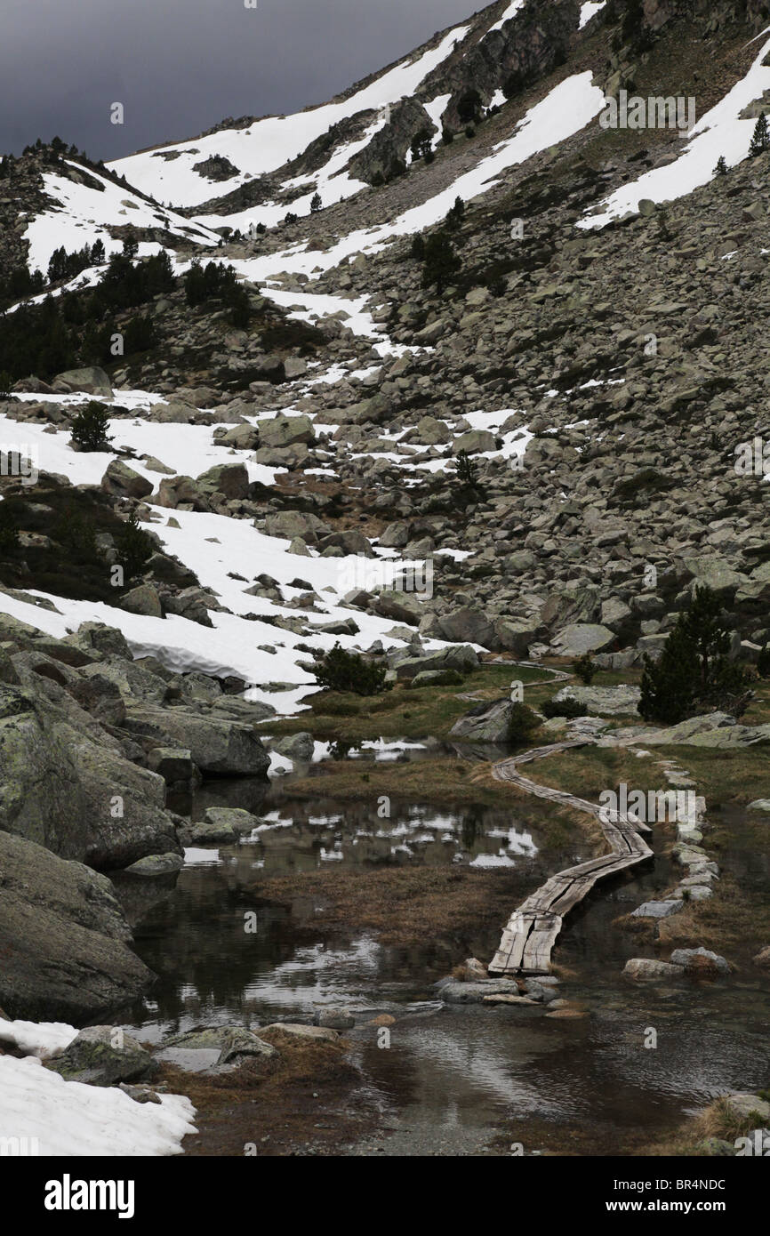 Ascent to the Portarro d'Espot pass on Pyrenean traverse in the Sant ...