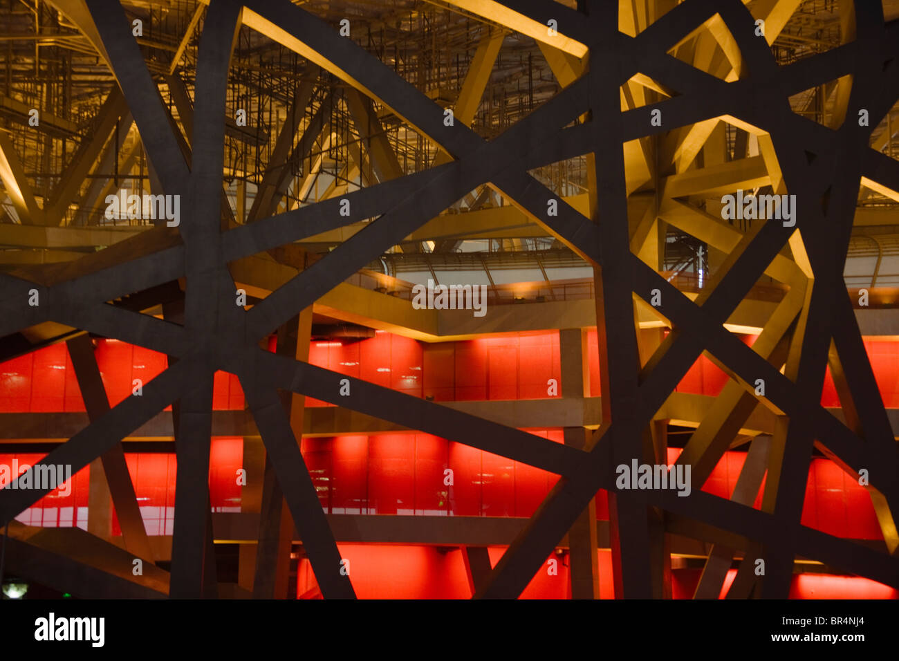Night view of Olympic Stadium (Bird Nest), Beijing, China Stock Photo ...