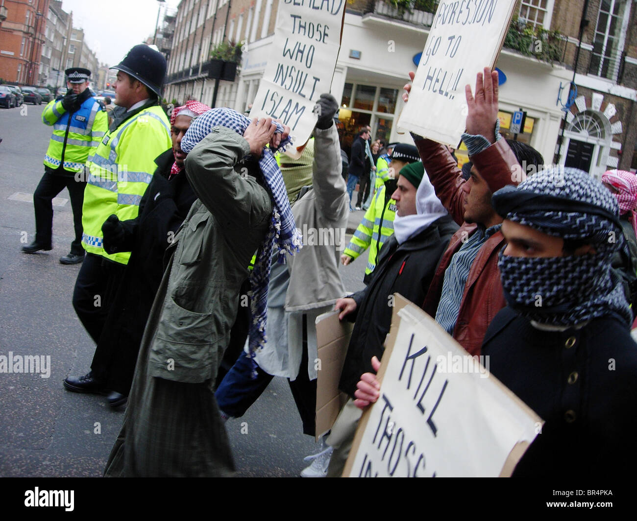 Demonstrators protest over publication of the Danish Prophet Muhammad ...
