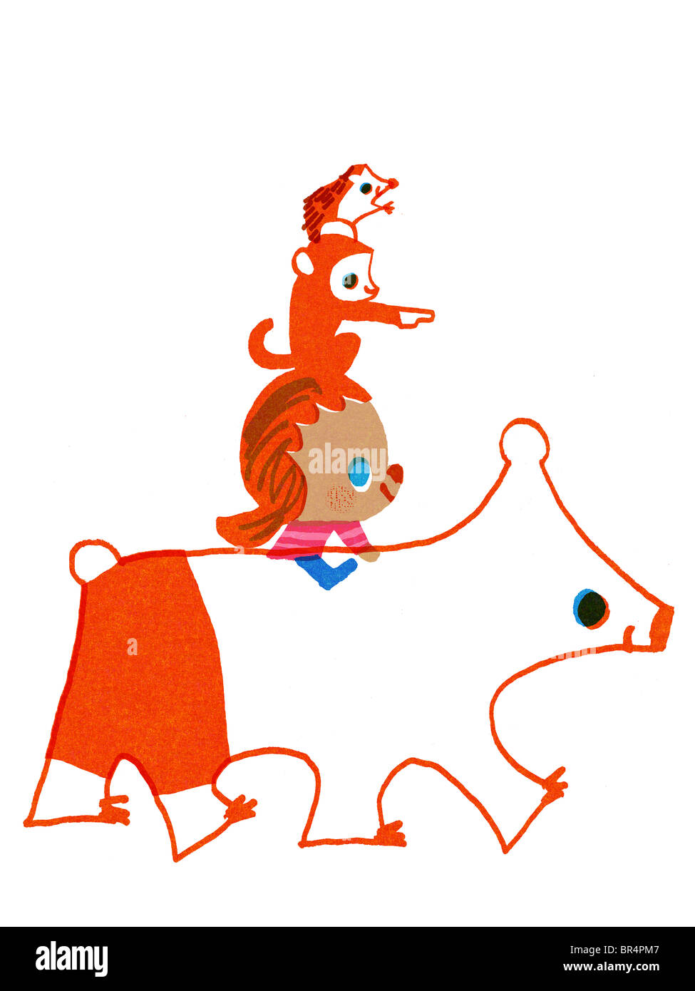 Child riding on bear Stock Photo - Alamy