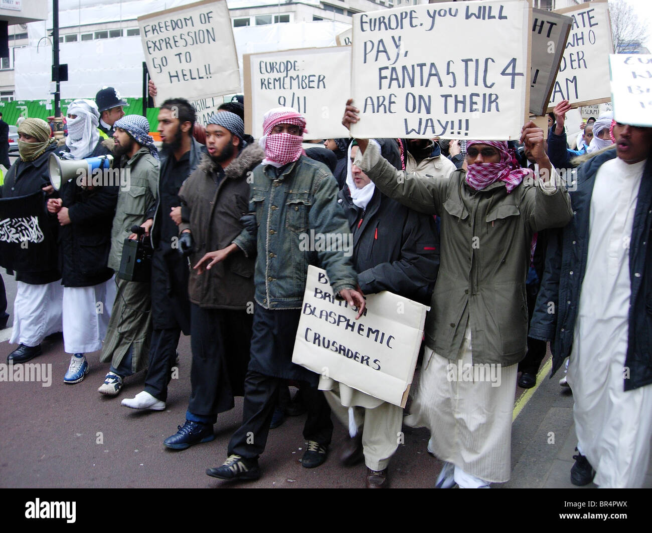 Demonstrators protest over publication of the Danish Prophet Muhammad ...
