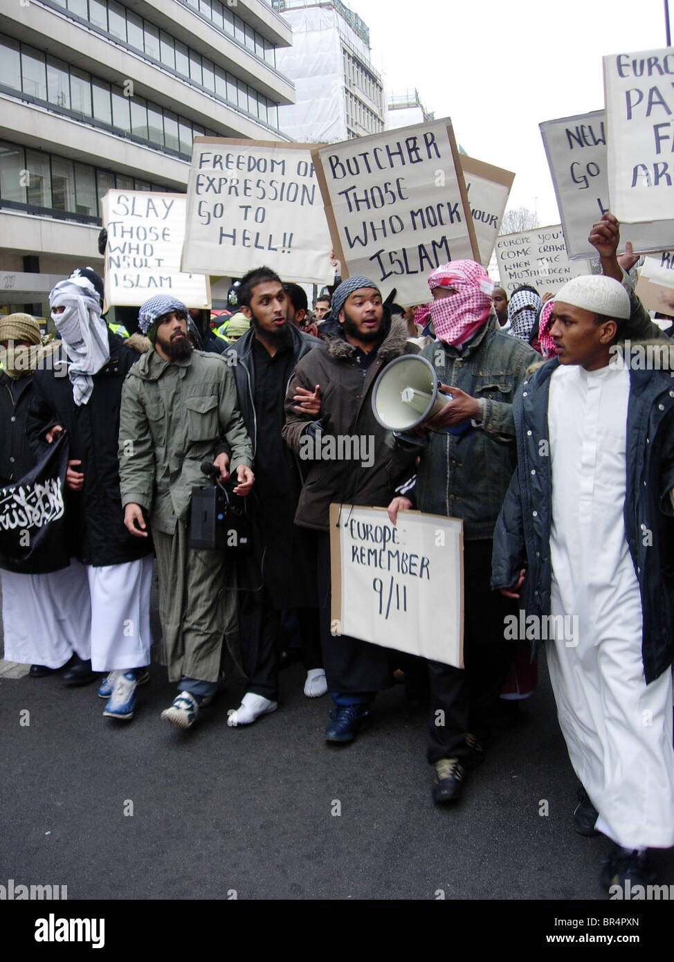 Demonstrators protest over publication of the Danish Prophet Muhammad ...