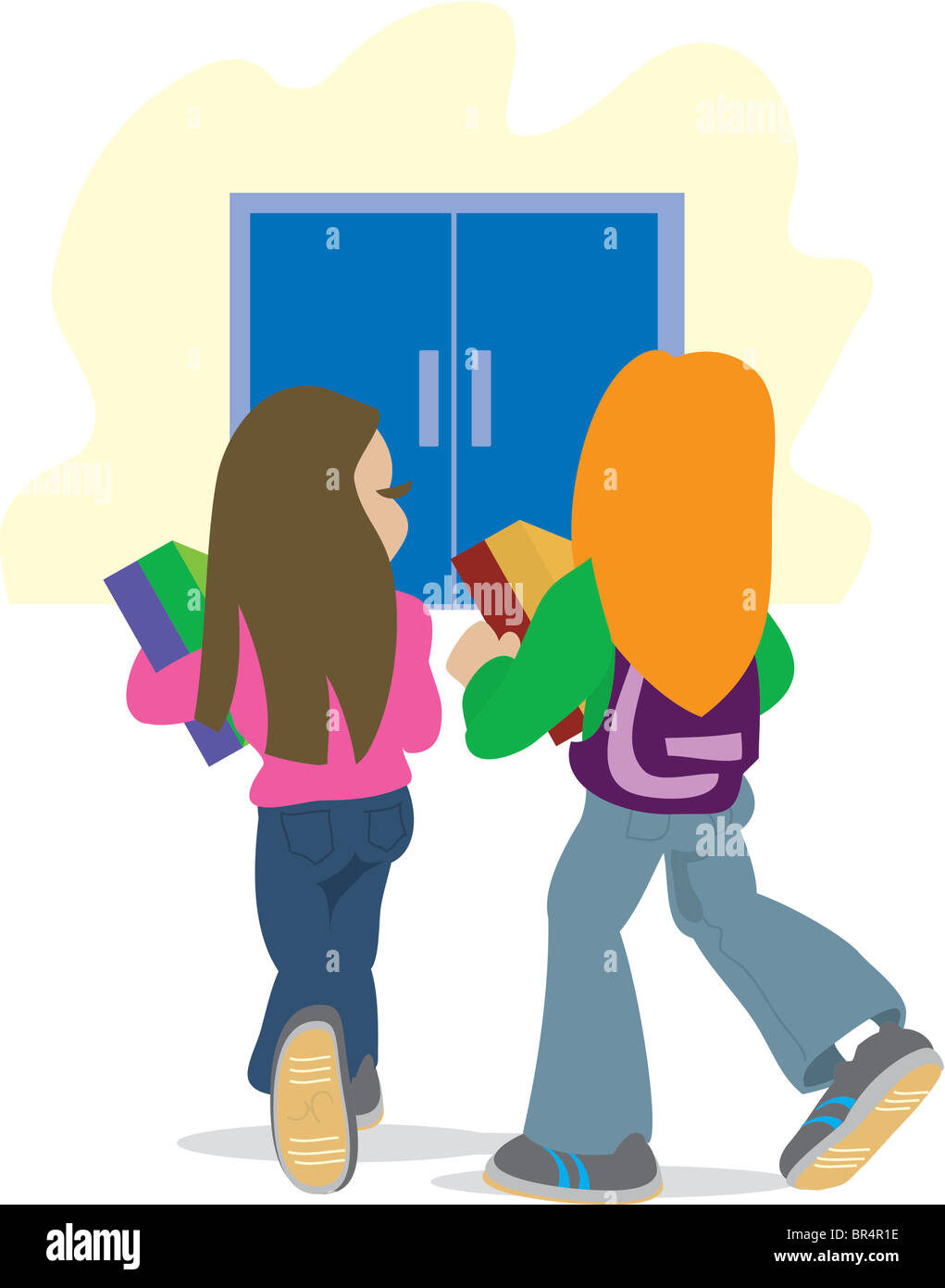 Cartoon Girl Walking Home