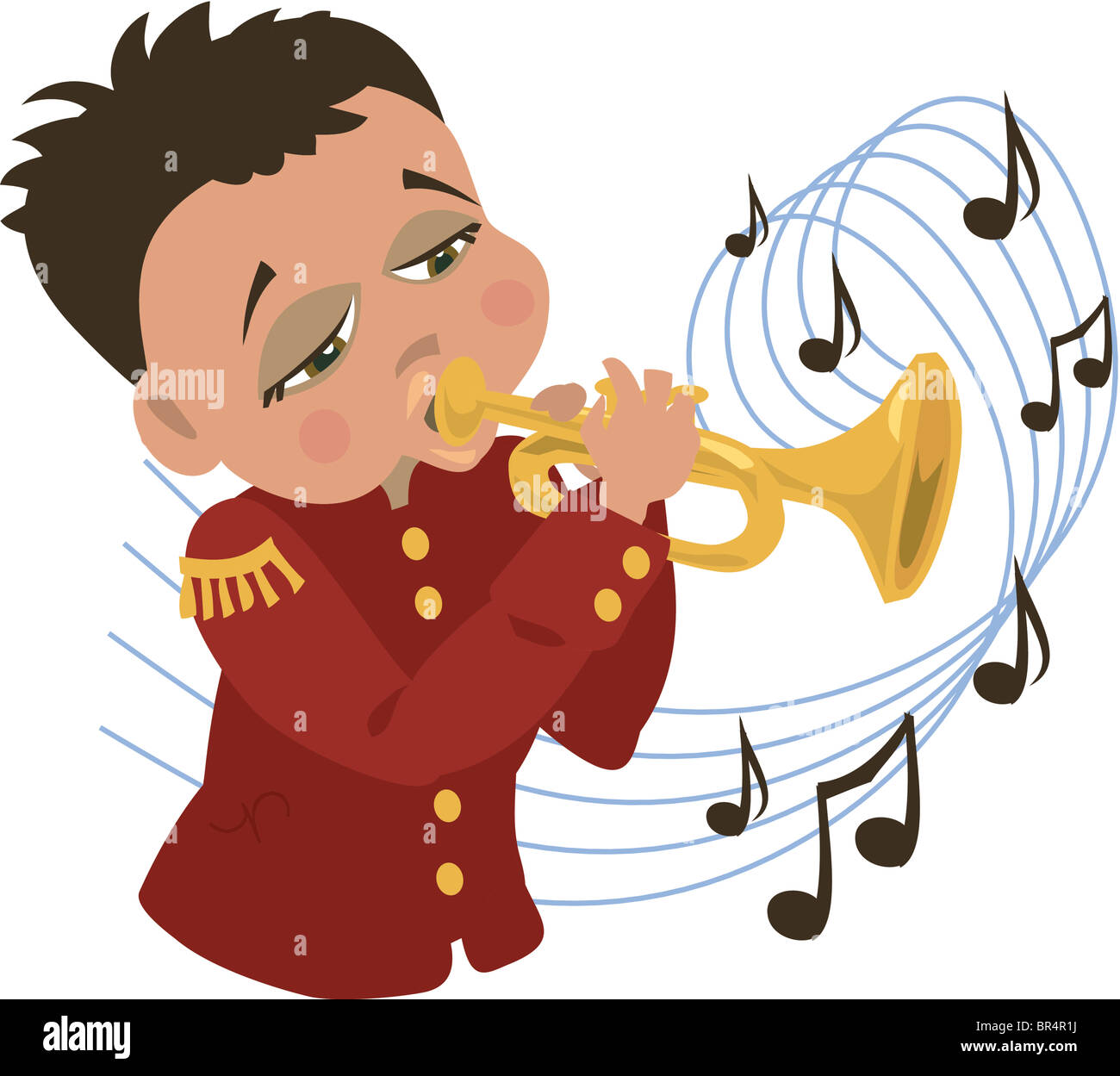 Boy playing a trumpet Cut Out Stock Images & Pictures - Alamy