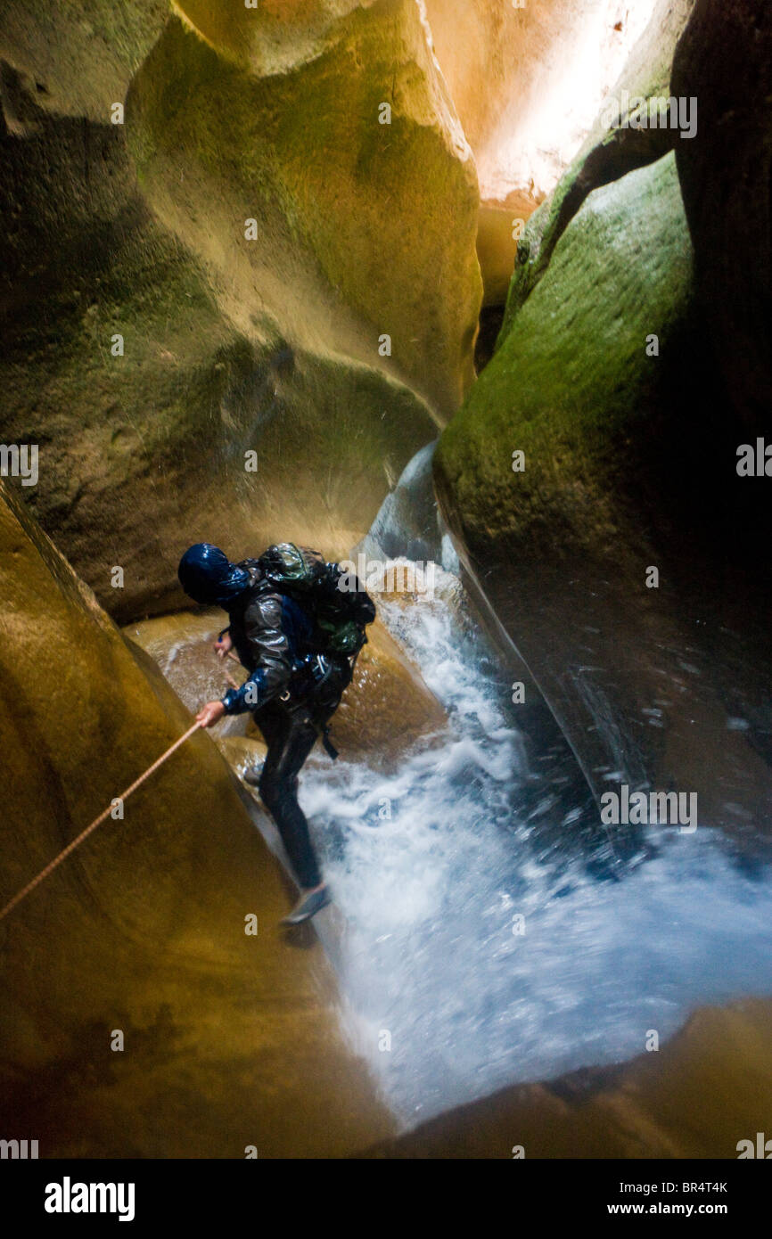 Rappelling down waterfall hi-res stock photography and images - Alamy