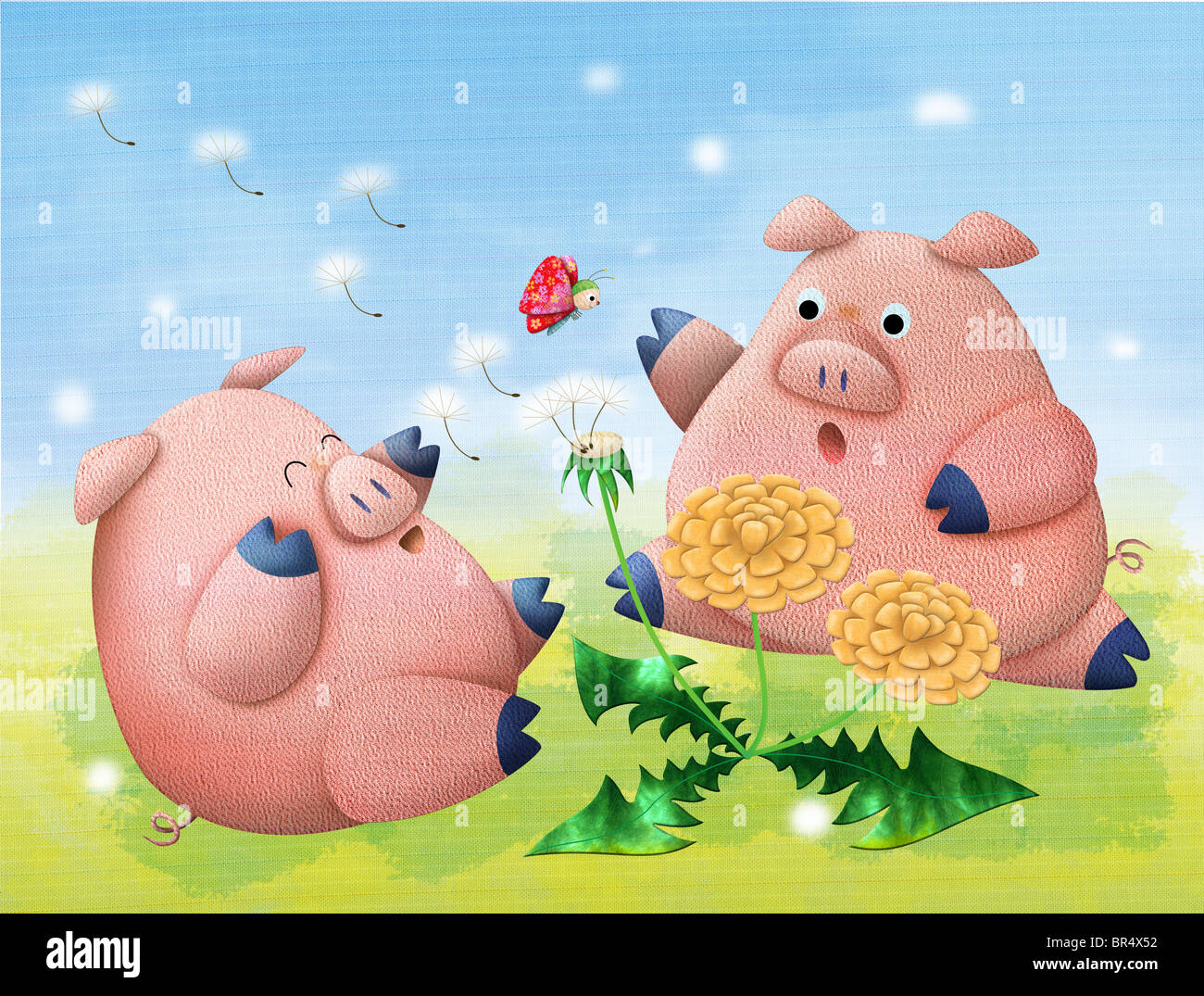 Pig in field painting hi-res stock photography and images - Alamy