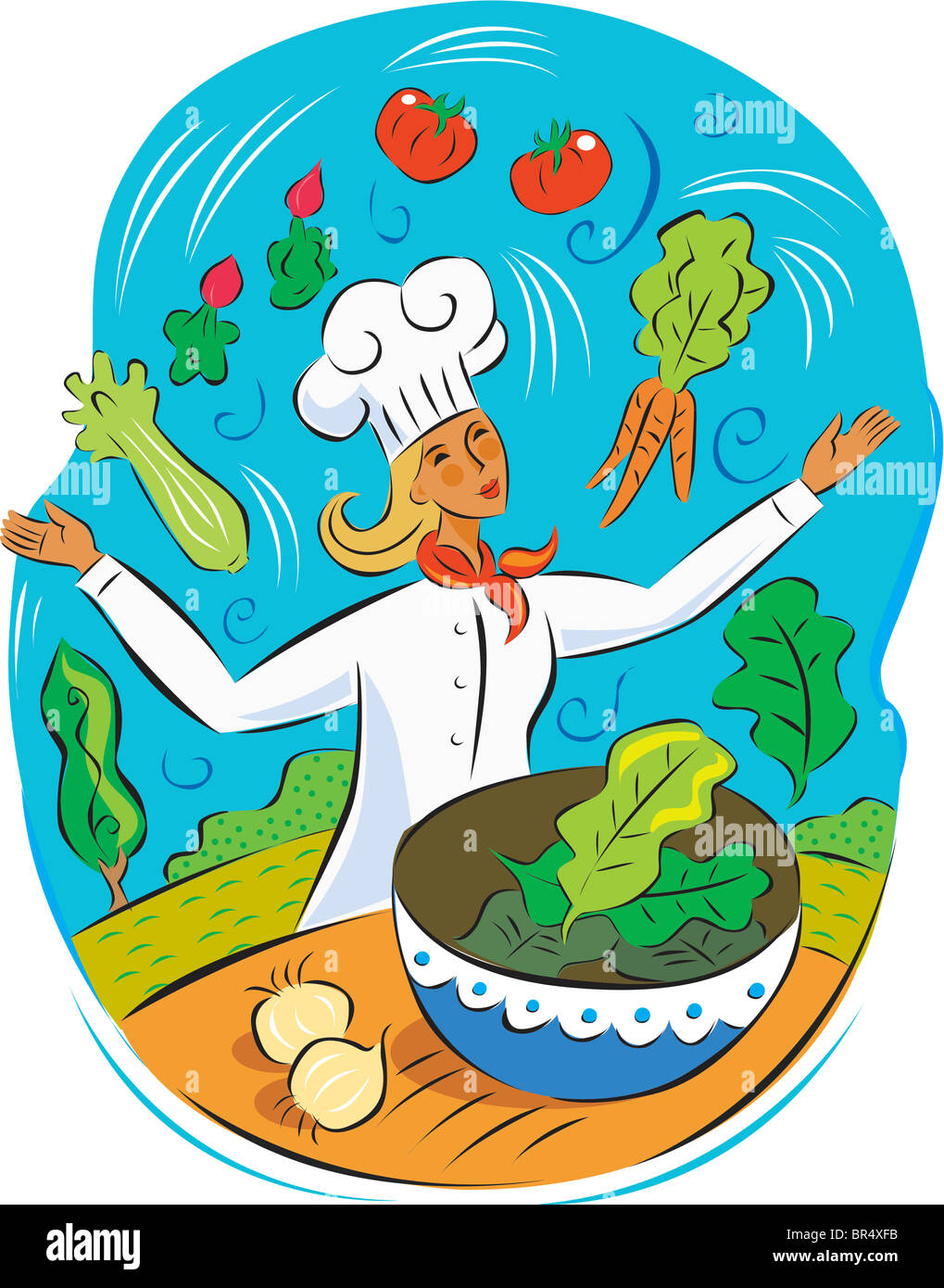 A chef juggling healthy food Stock Photo - Alamy