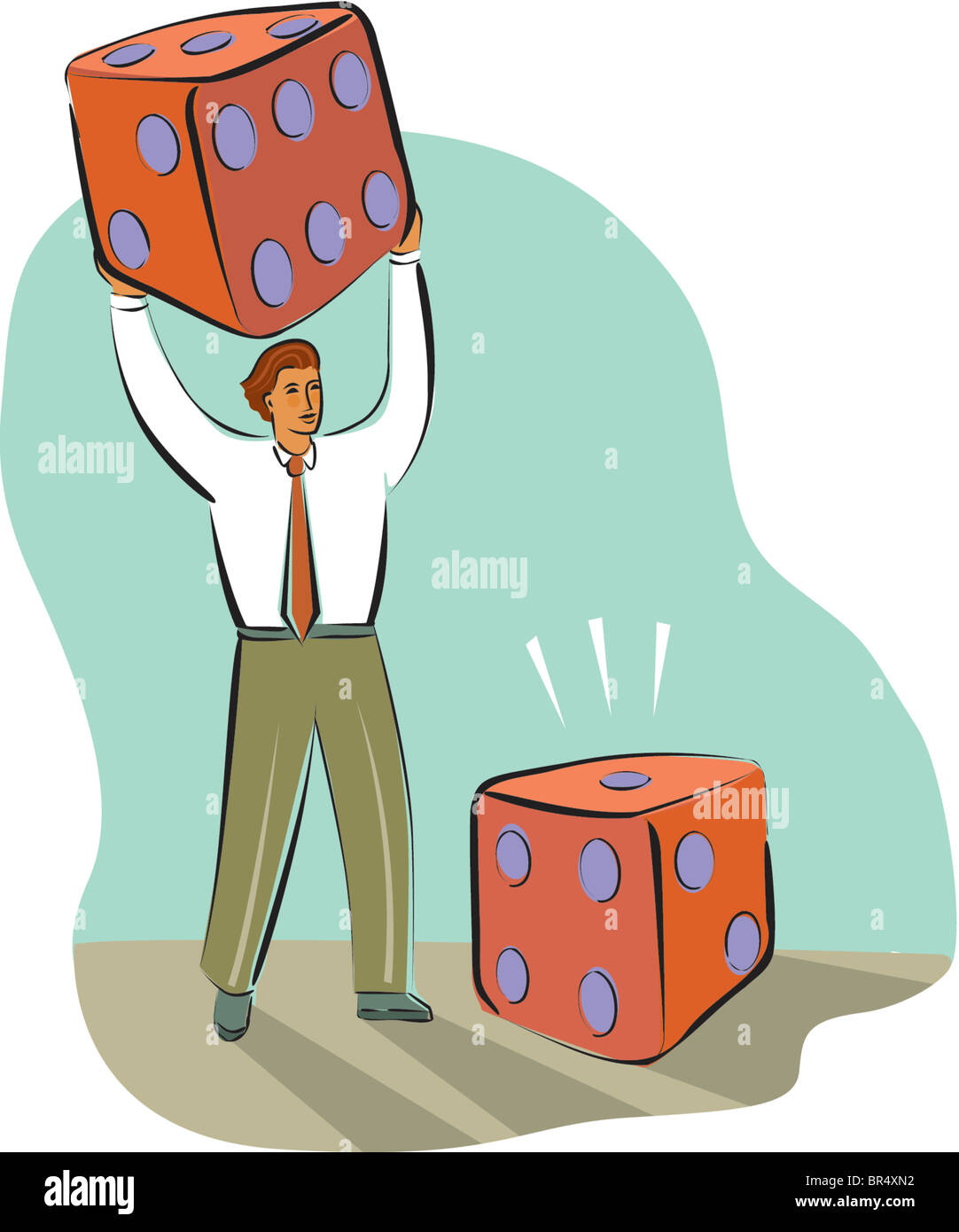 businessman rolling big dice Stock Photo - Alamy