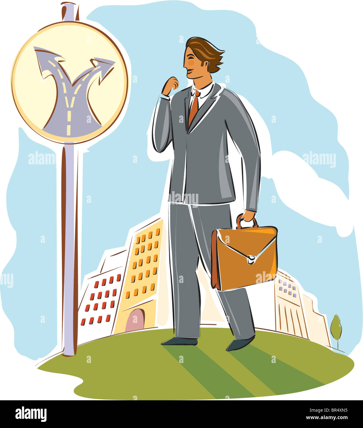 businessman deciding which direction to go in Stock Photo - Alamy