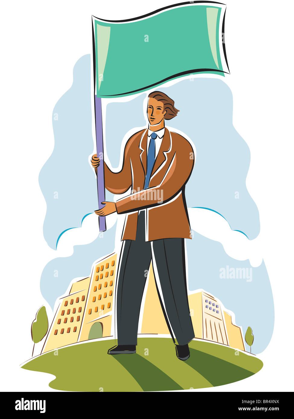 Businessman flying a flag Stock Photo - Alamy