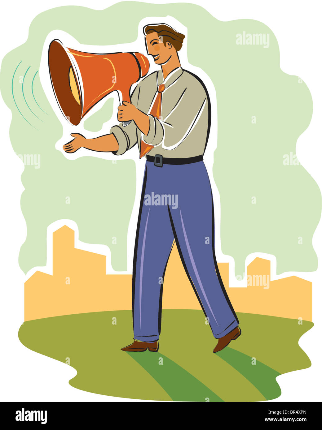 businessman using a megaphone Stock Photo - Alamy