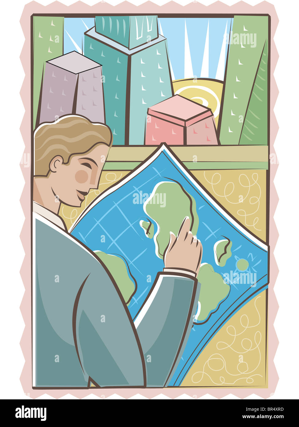 Businessman studying a map Stock Photo - Alamy