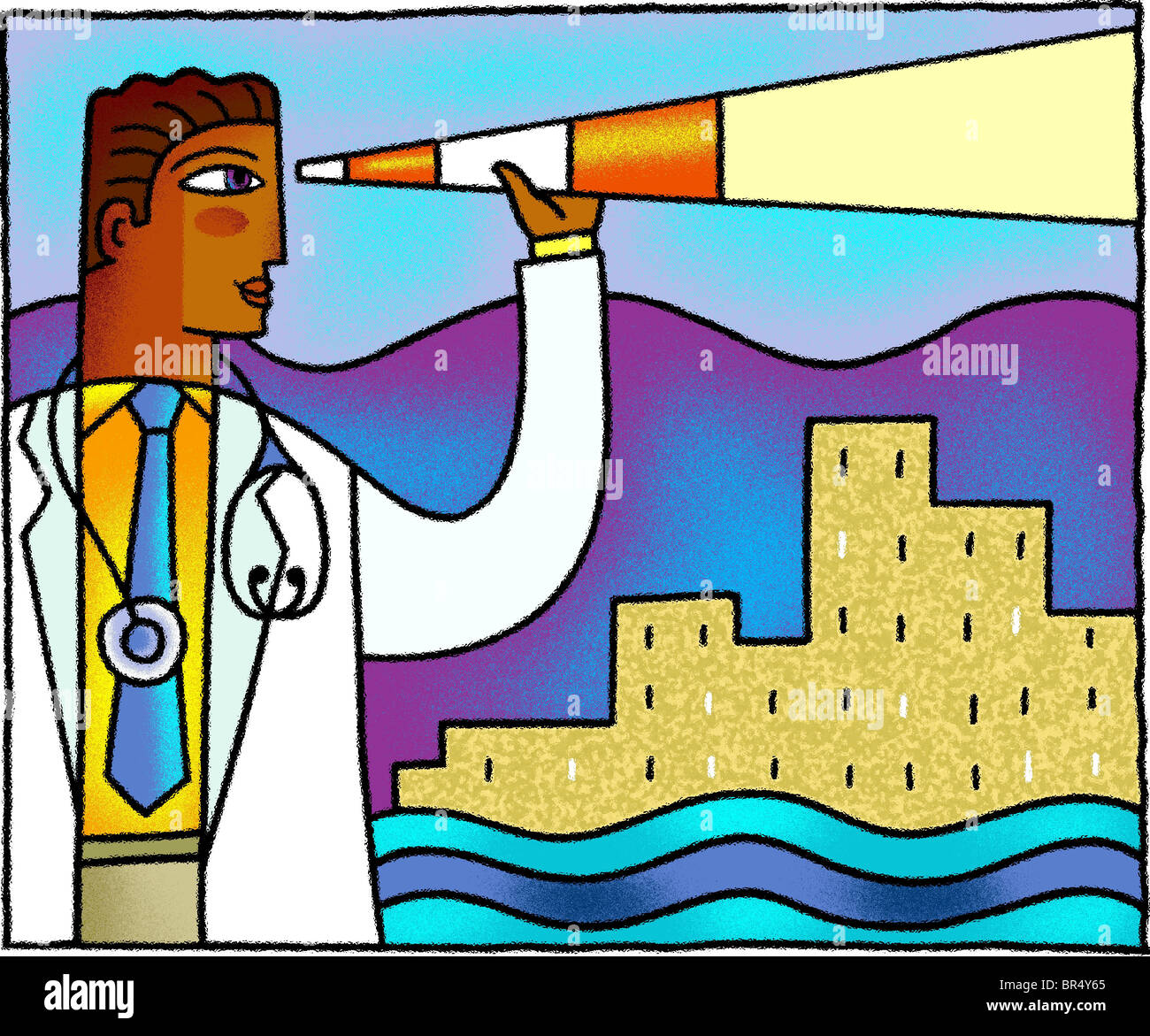 Doctor looking through a telescope Stock Photo - Alamy