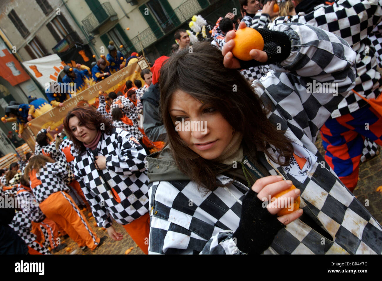 Ivrea Italy celebrates Carnivale with the Orange Battles when the town ...