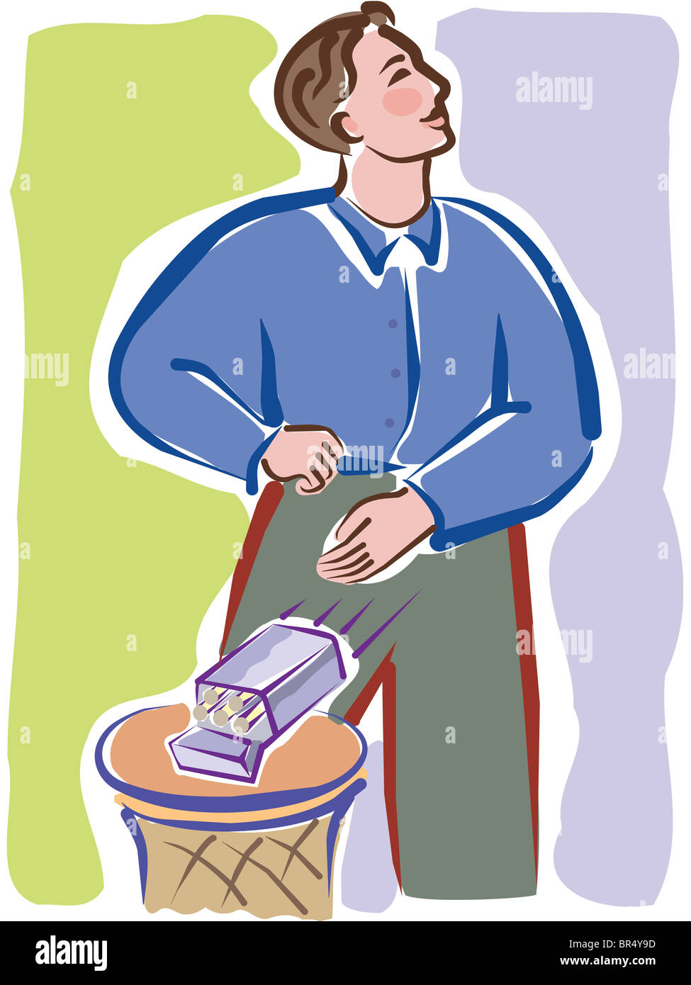 A man tossing a cigarette pack into the trash bin Stock Photo - Alamy