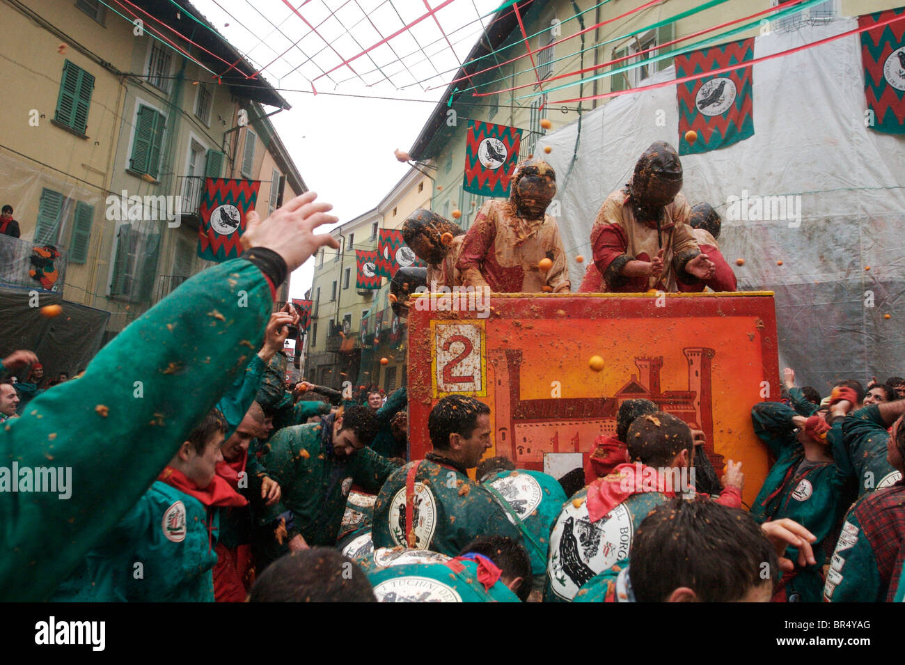 Ivrea Italy celebrates Carnivale with the Orange Battles when the town ...