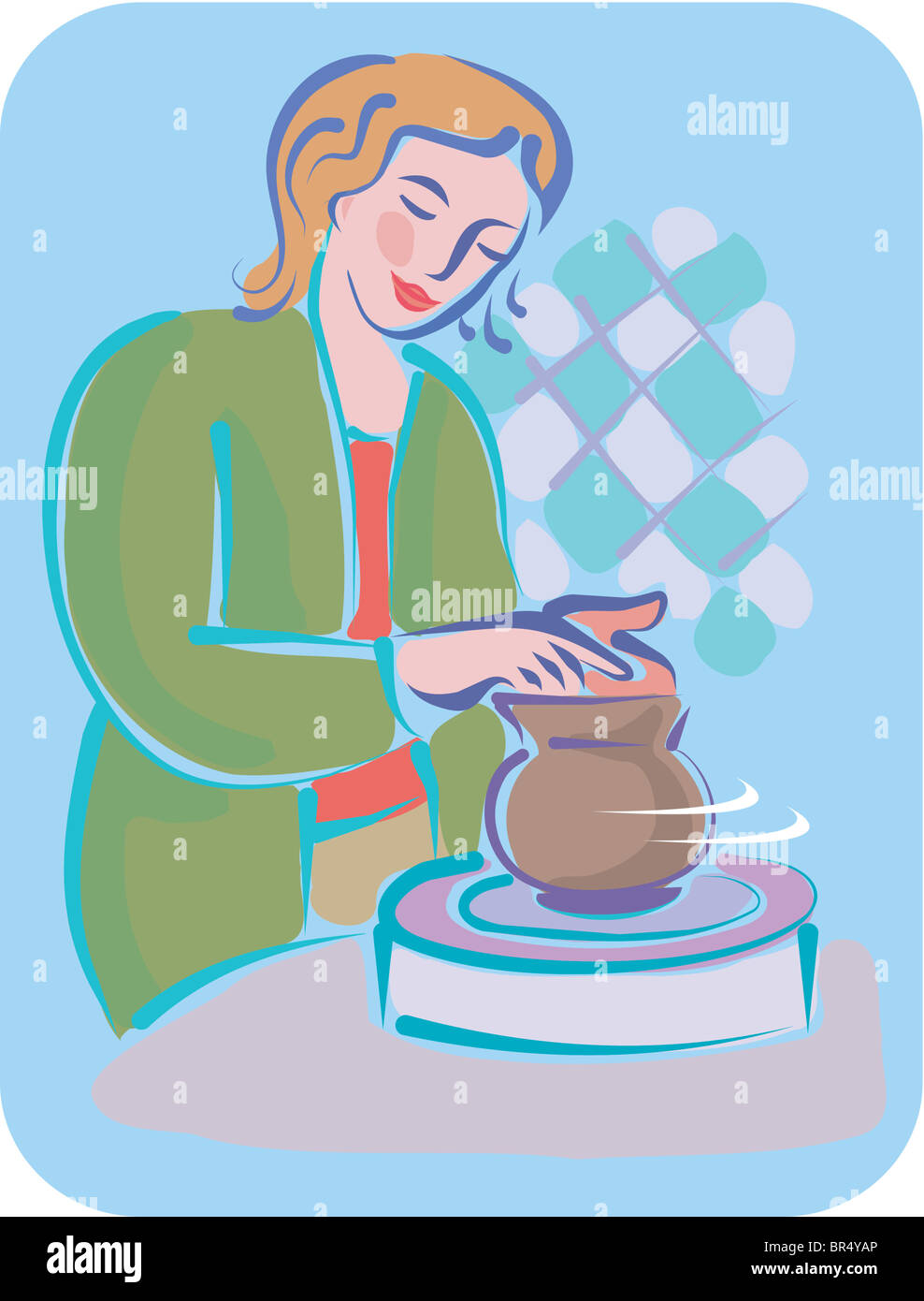 A woman using a pottery wheel Stock Photo - Alamy