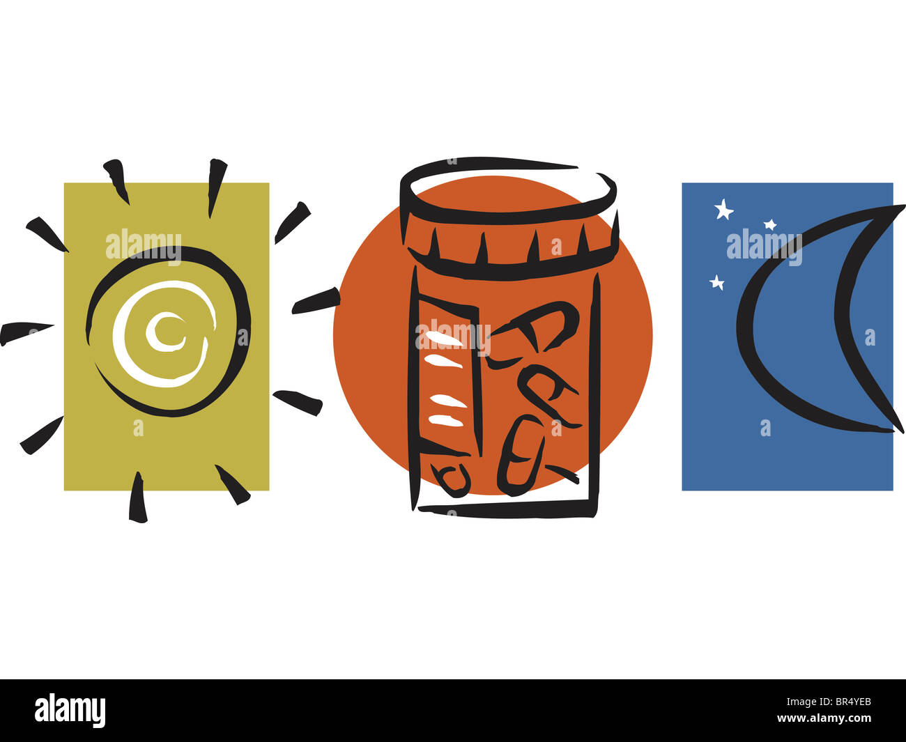 An Illustration of day and night time medicines Stock Photo - Alamy