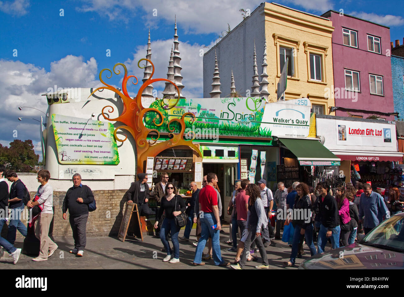 Shops and visitors on Sunday at popular Camden lock market London ...