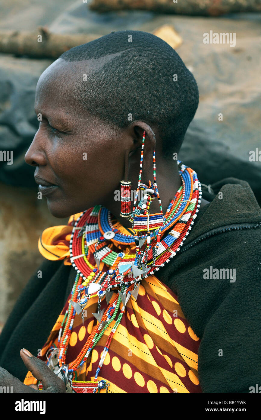 Masai people living in a small village about 5 houses at the foot of ...
