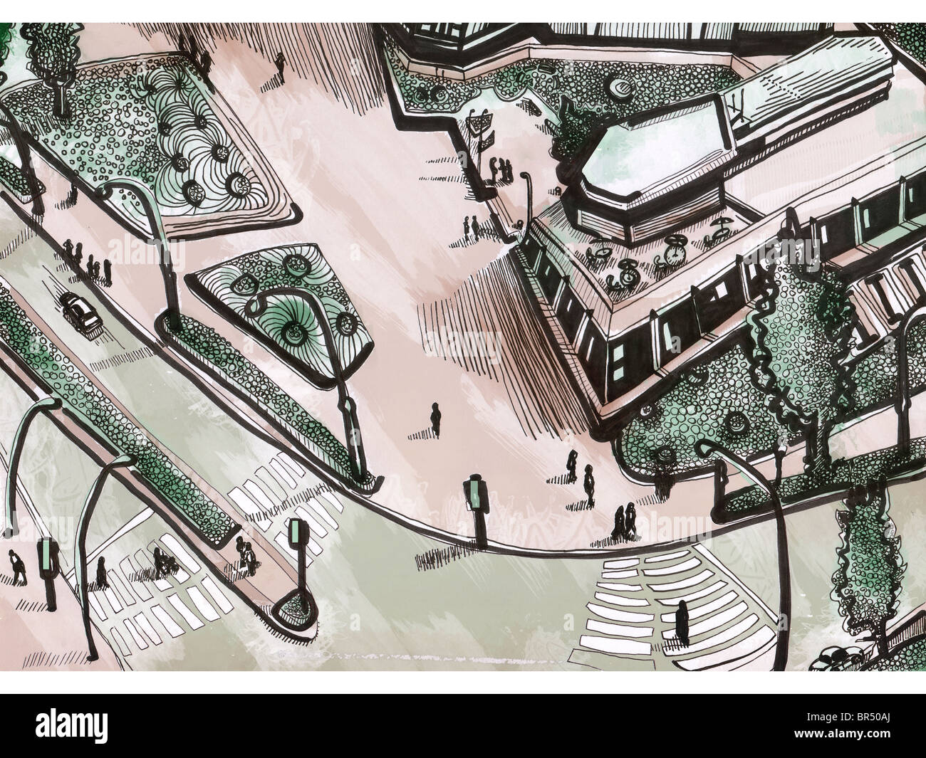 City illustration birds eye hi-res stock photography and images - Alamy