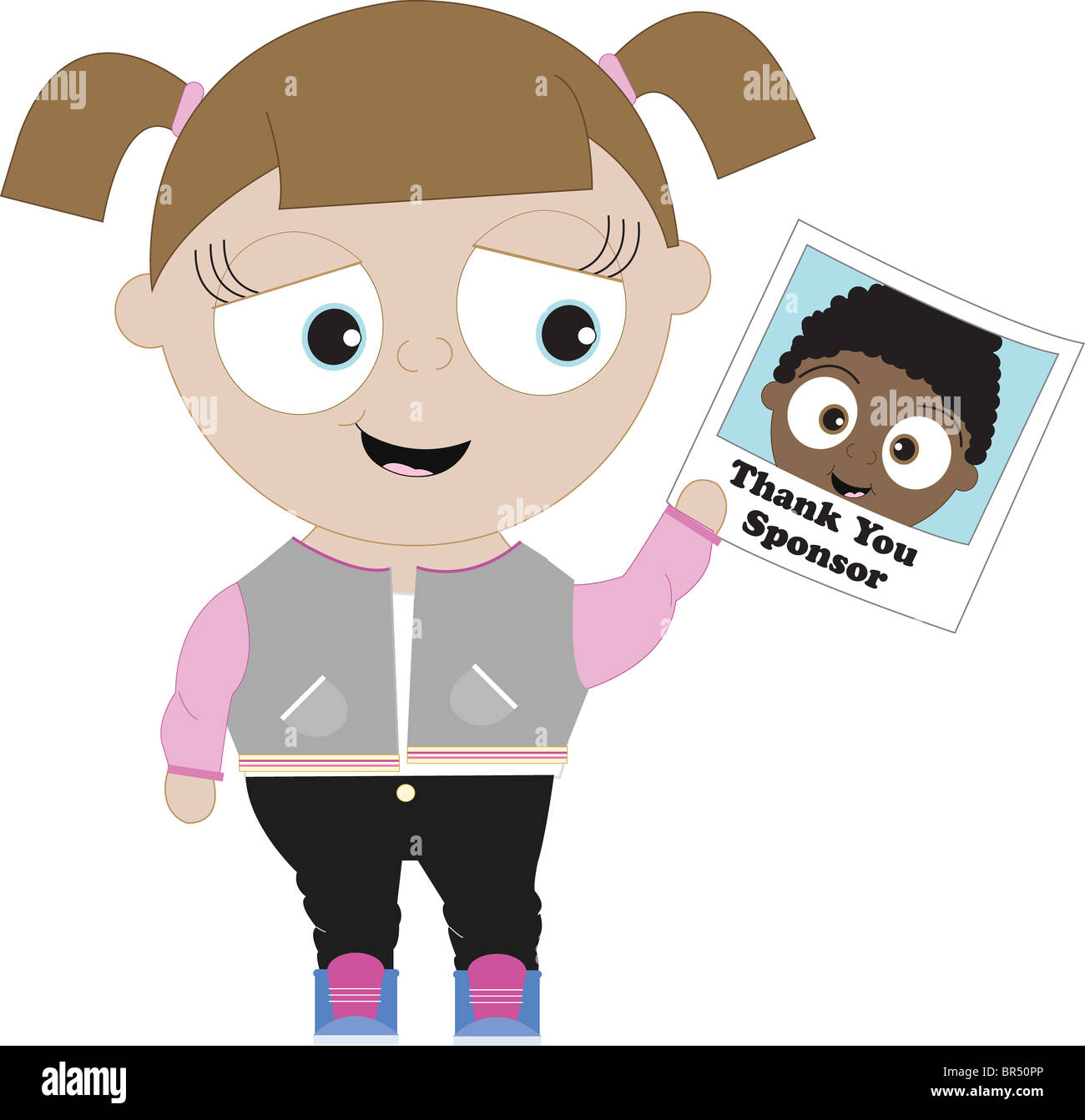 sponsor holding thank you card from her sponsor child Stock Photo - Alamy