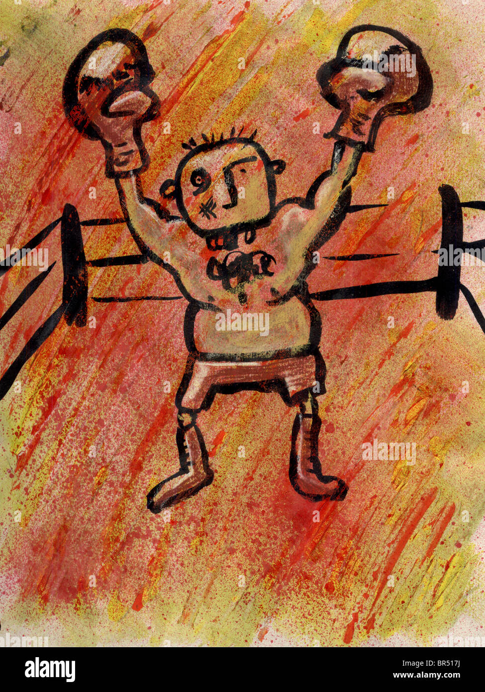 Winner boxer hands raised gloves hi-res stock photography and images ...