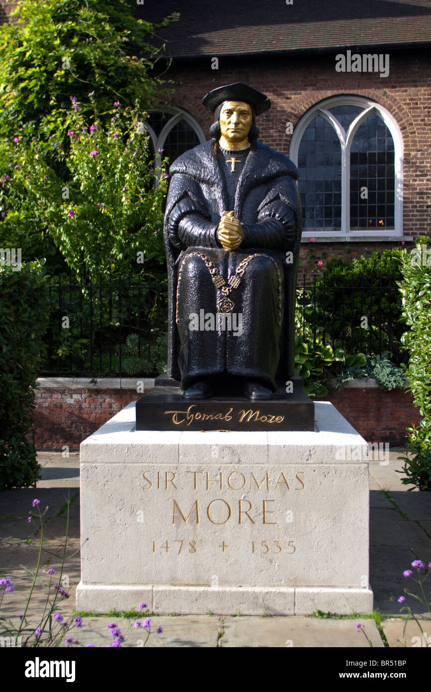 Sir Thomas More (1478 – 1535) Bronze black & Gold statue near Church in ...