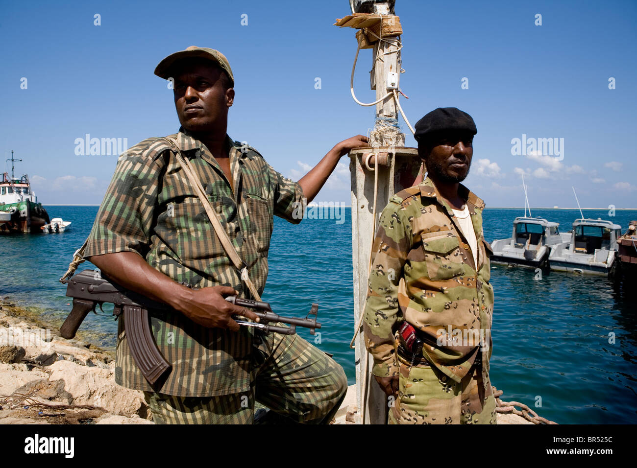 Somaliland coast guard at their base in the port of Berbera Stock Photo ...