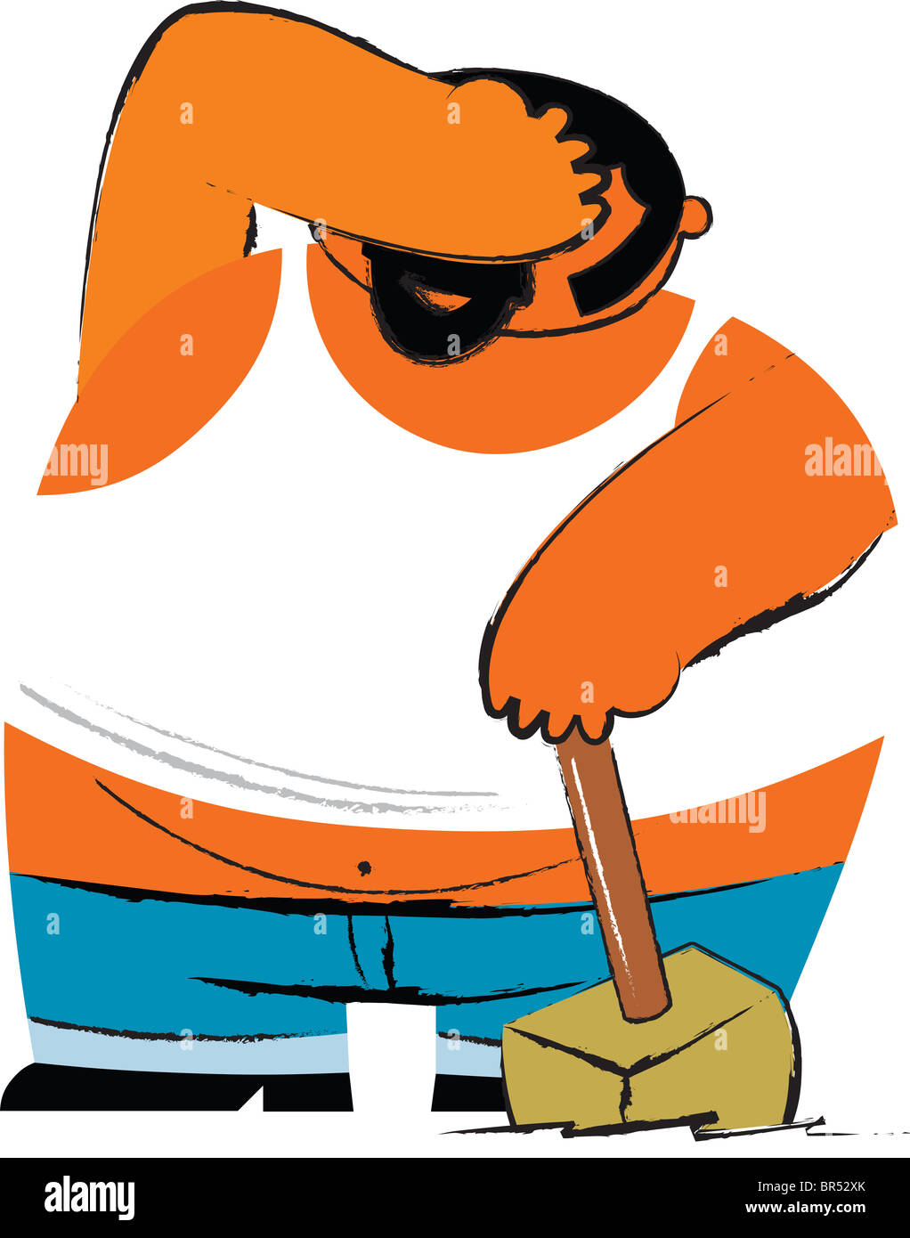 Fat man holding sledge hammer hi-res stock photography and images - Alamy