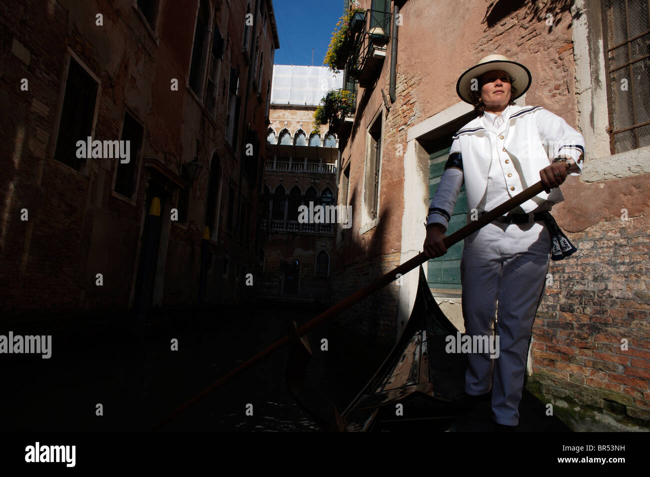 A female gondolier in Venice Stock Photo - Alamy