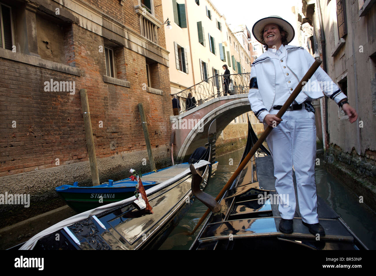 A female gondolier in Venice Stock Photo - Alamy