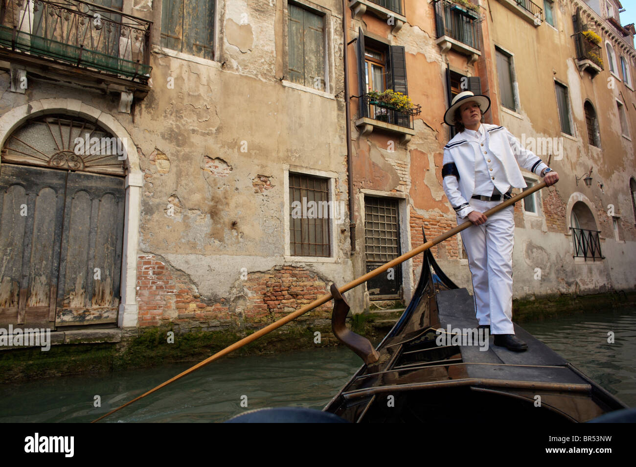 A female gondolier in Venice Stock Photo - Alamy