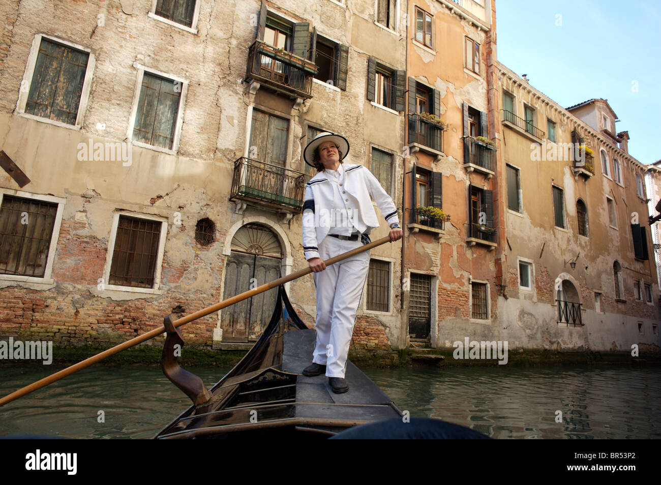A female gondolier in Venice Stock Photo - Alamy