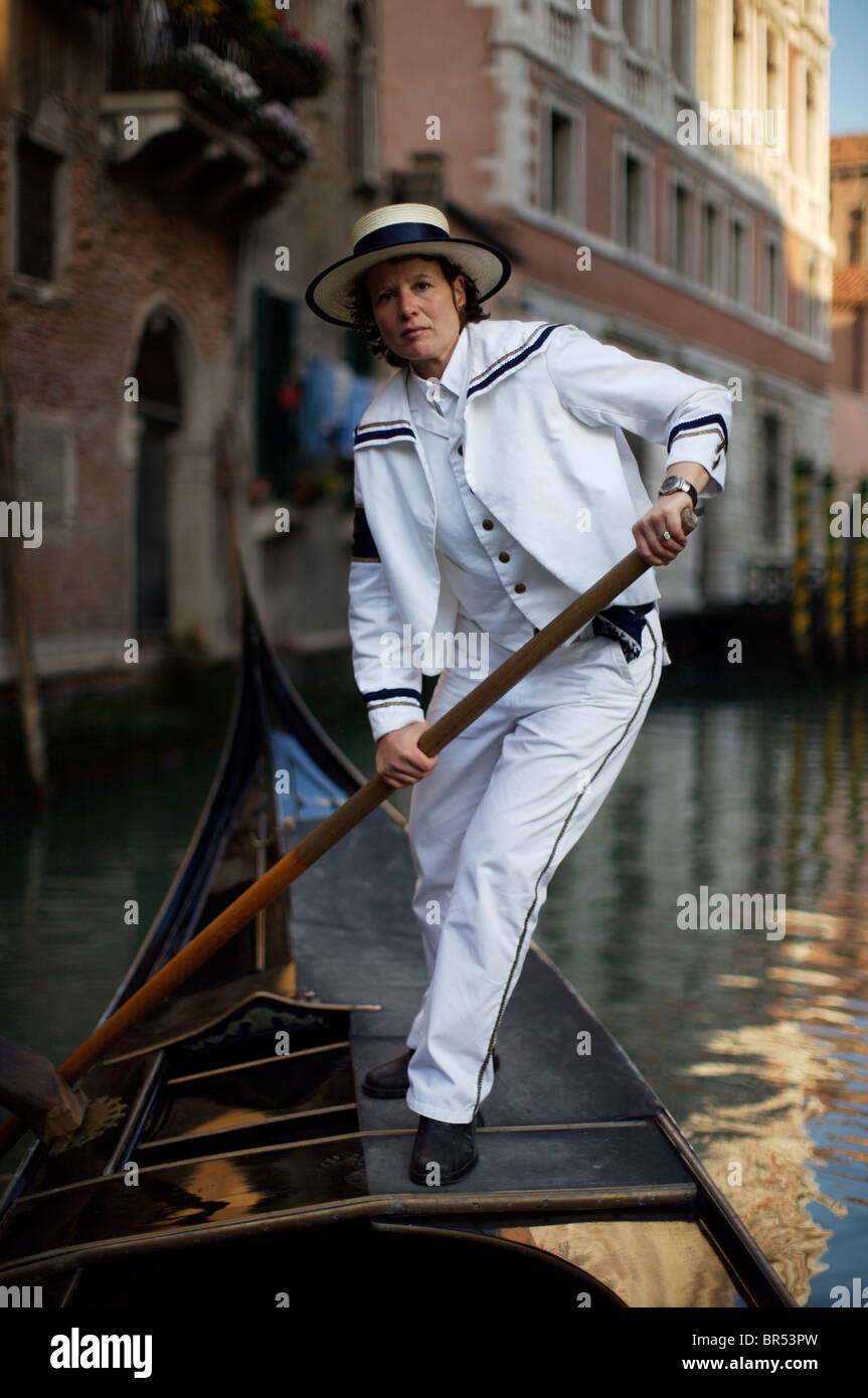 A female gondolier in Venice Stock Photo - Alamy
