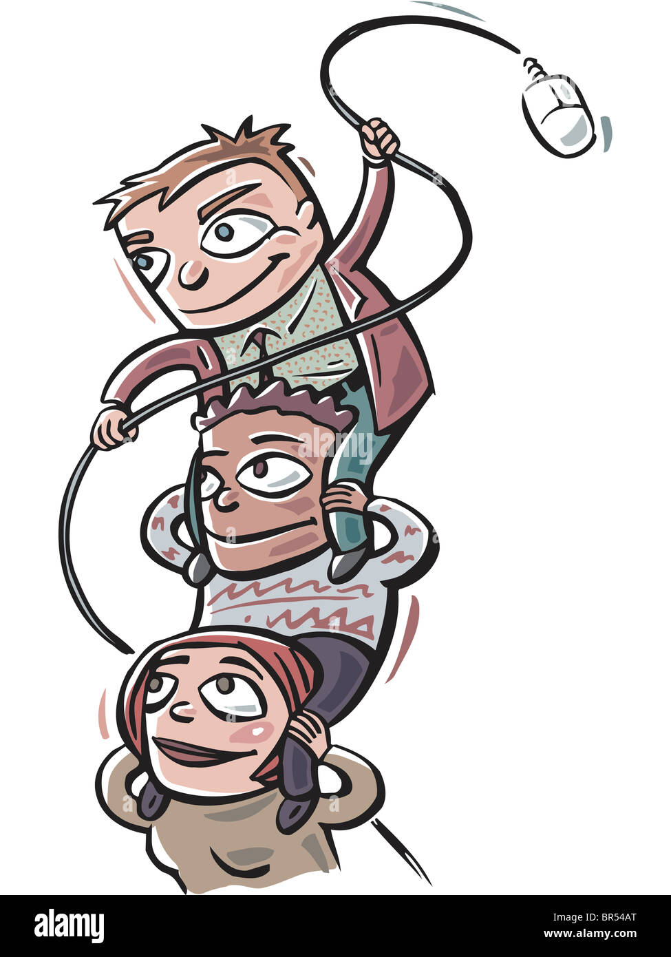 Drawing of the office piggyback ride Stock Photo - Alamy