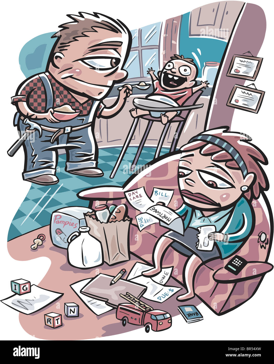 Nuclear family cartoon hi-res stock photography and images - Alamy