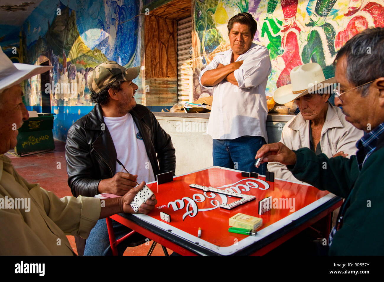 Men play dominoes in Tepoztlan Morelos Mexico Stock Photo - Alamy