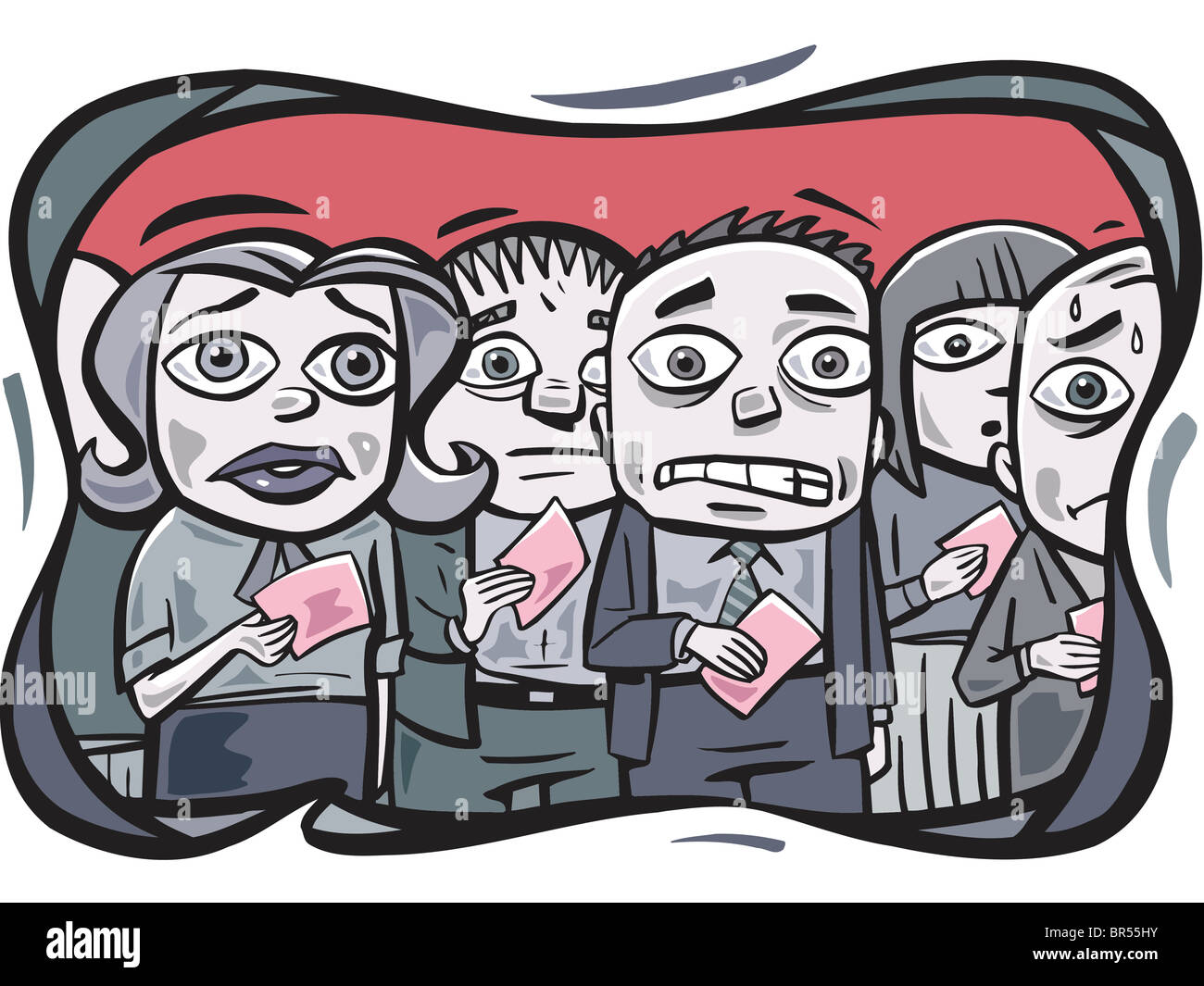 A group of office workers receiving pink slips Stock Photo - Alamy