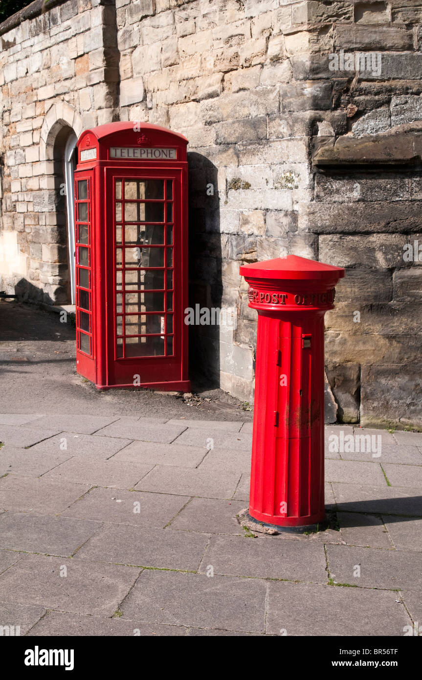 Red telephone box and Post Office post box, Warwick, UK Stock Photo - Alamy