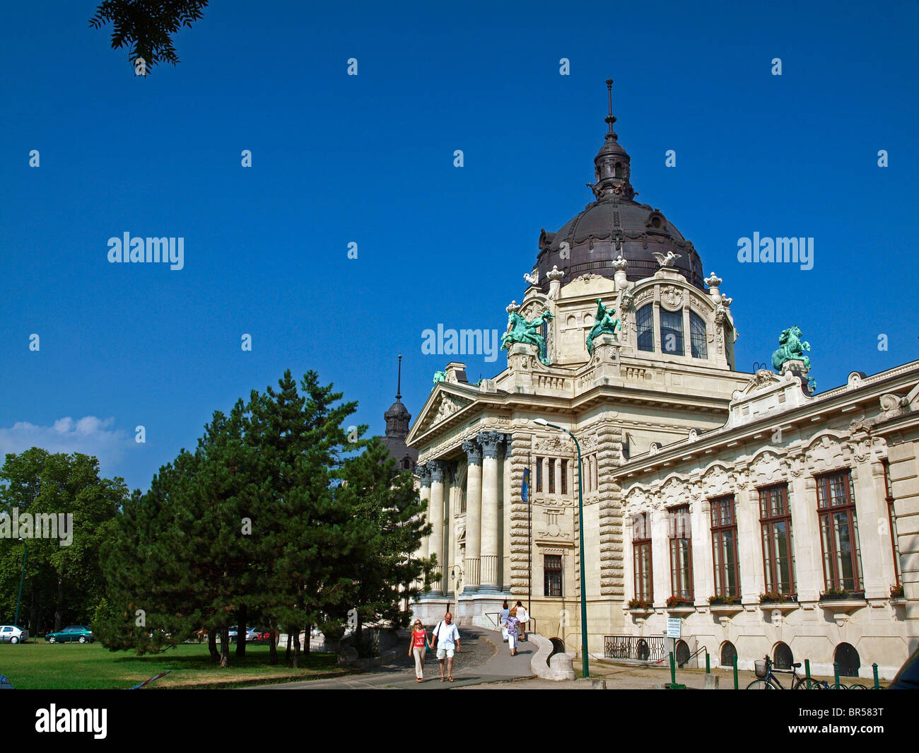 Entrance to the Szechenyi bathhouse (Széchenyi Furdo) one of the ...