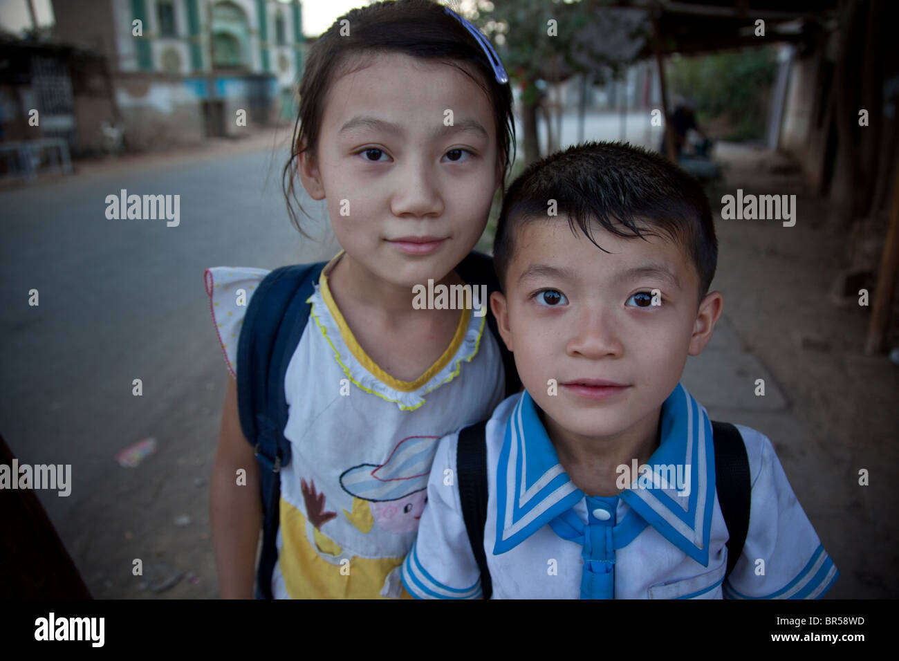 Boy and girl in Turpan Xinjiang China Stock Photo - Alamy