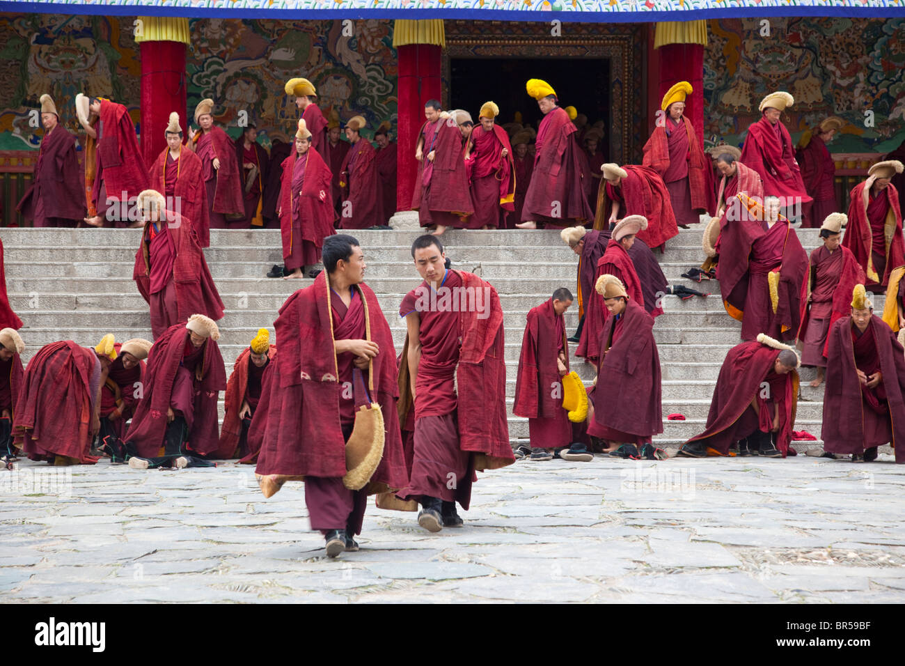 Young Buddhist monks at Labrang Monastry in Xiahe Gansu China Stock ...