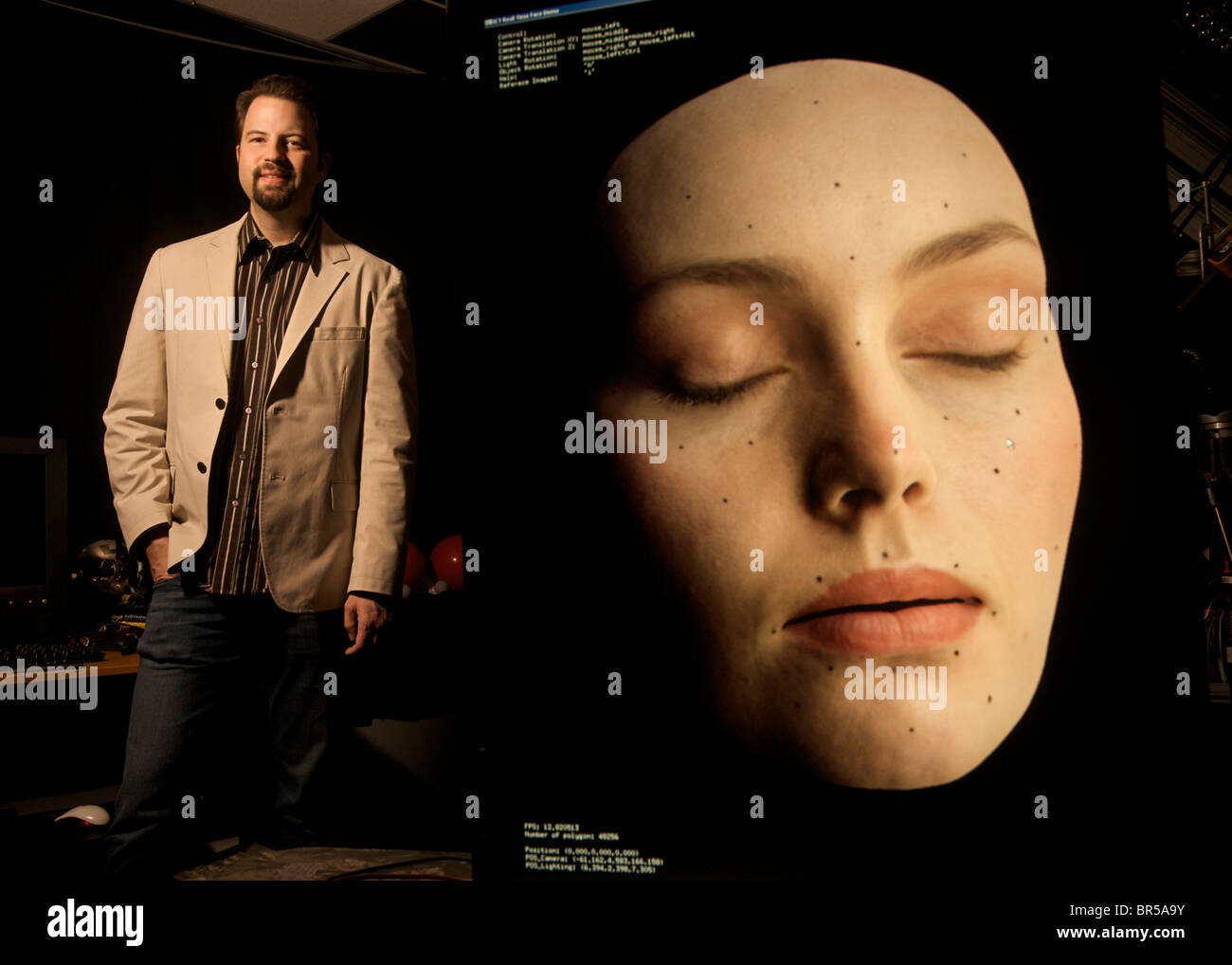 Paul Debevec stands behind a computer monitor depicting Stock Photo - Alamy