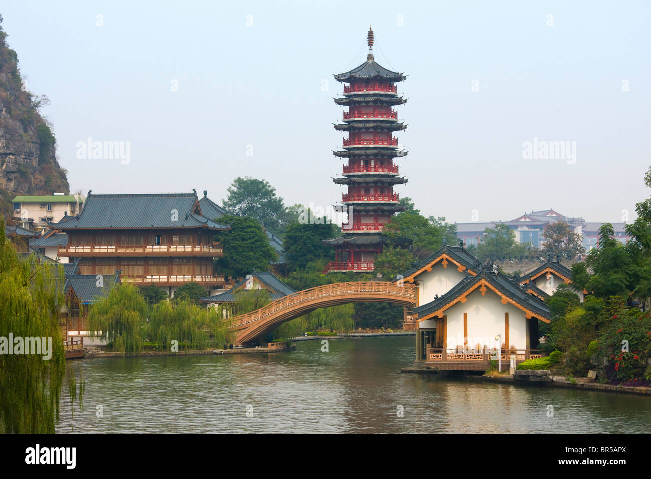 Sun Pagoda (also called Golden Pagoda) with traditional architecture in ...
