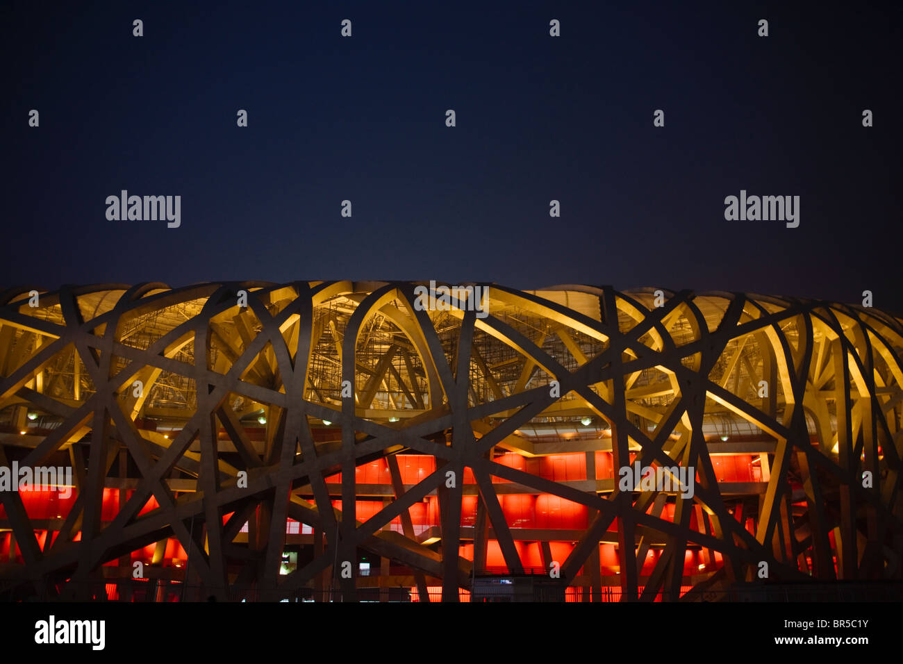 Night view of Olympic Stadium (Bird Nest), Beijing, China Stock Photo ...