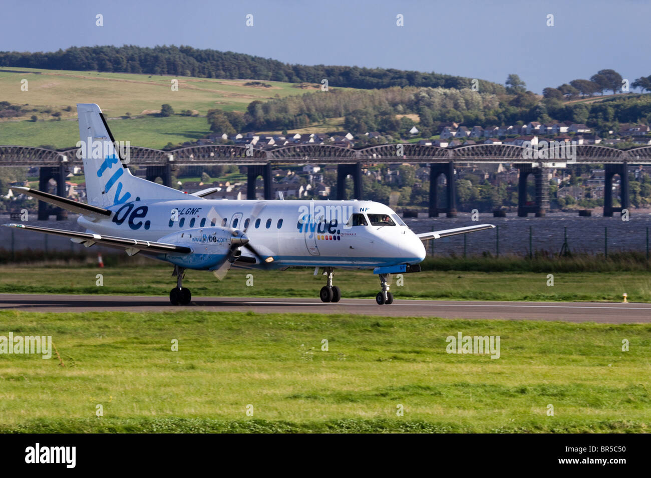 Logan Air G-LGNF Loganair Saab 340 FlyBe aircraft taking Off from ...