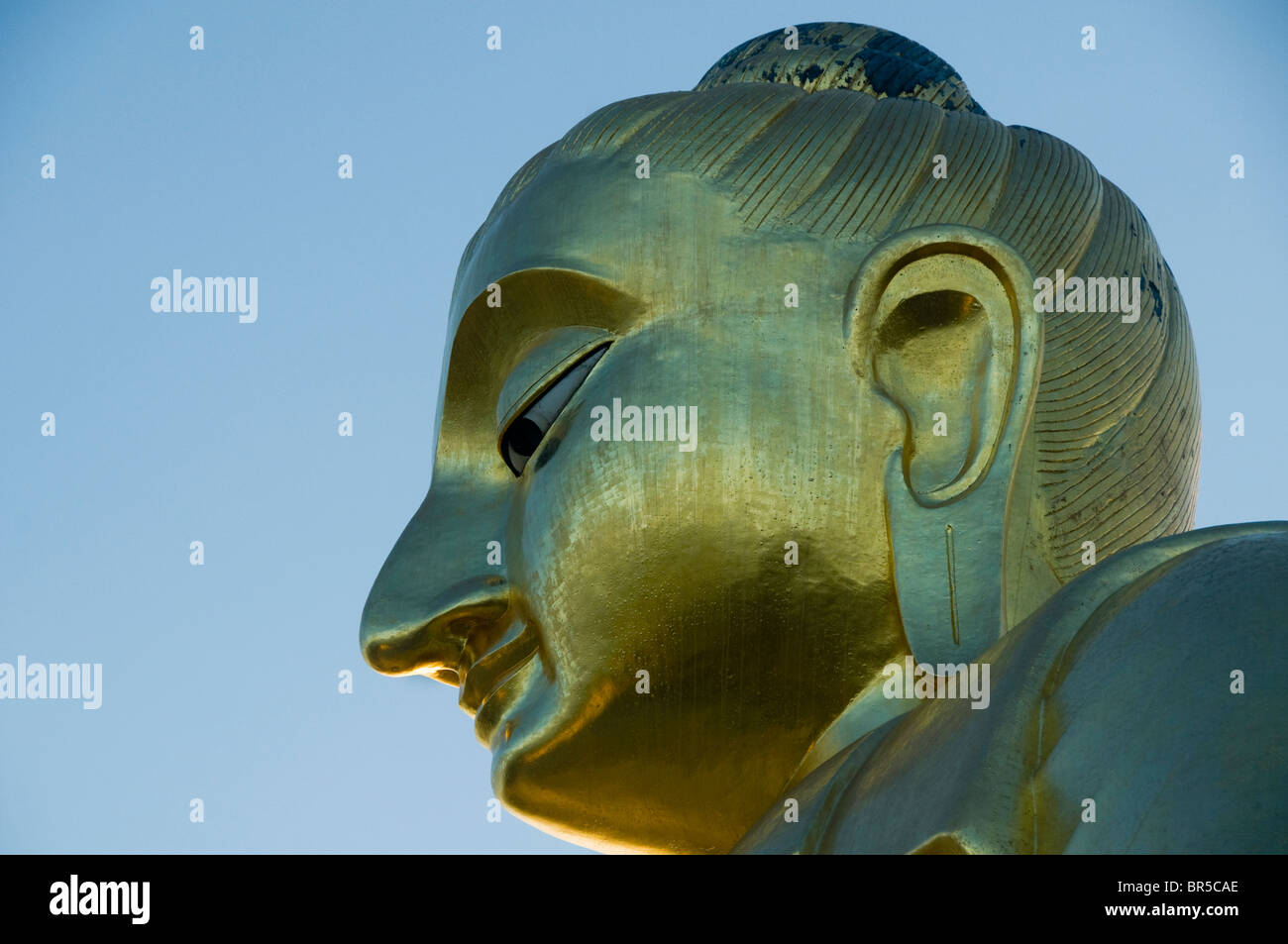 The giant Golden Sitting Buddha of Ban Krut Beach in Thailand Stock ...
