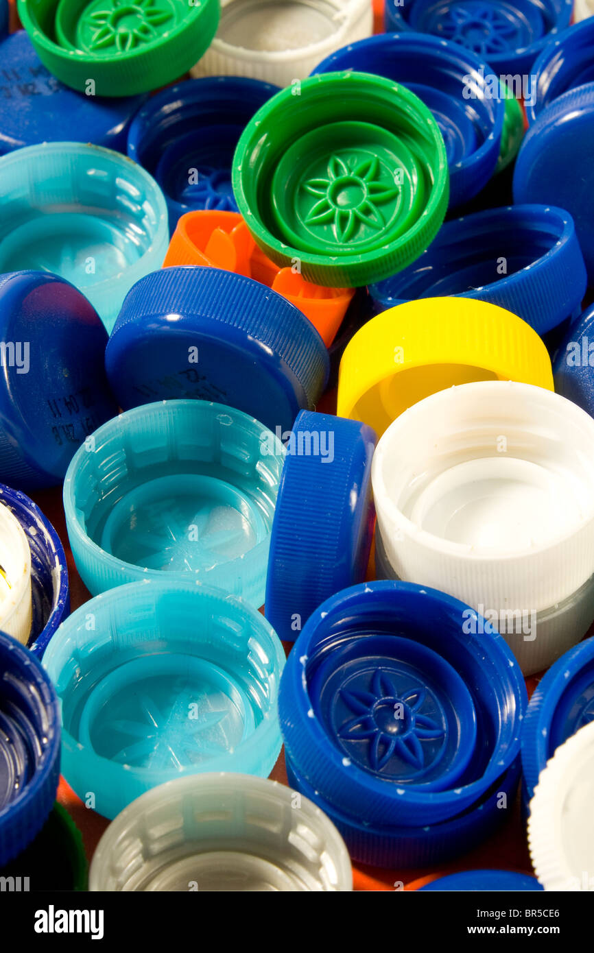 Lots of colorful plastic caps. Shot in studio Stock Photo - Alamy
